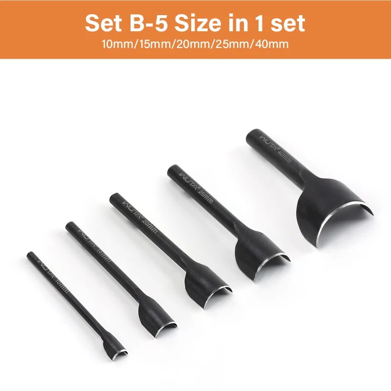 Полукруглый пуансон для кожи, Set B-5 pcs, черный