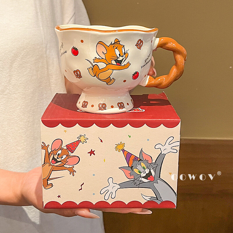 Кружка Том и Джерри, керамическая чашка для кофе, милая чашка для завтрака в офисе, высококачественная чашка для воды для пары
