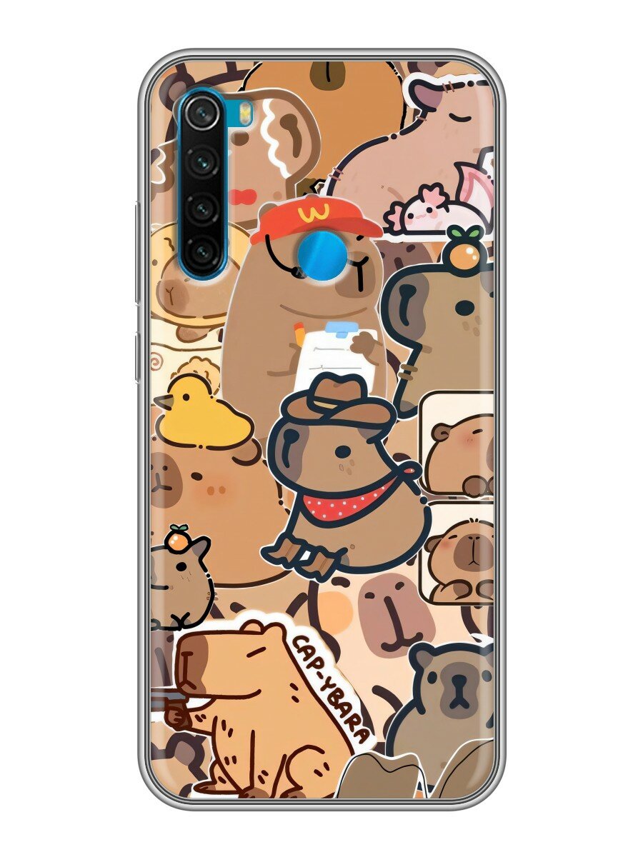 Чехол для Xiaomi RedMi Note 8 с принтом Смешные капибары (Сяоми Редми Нот 8)