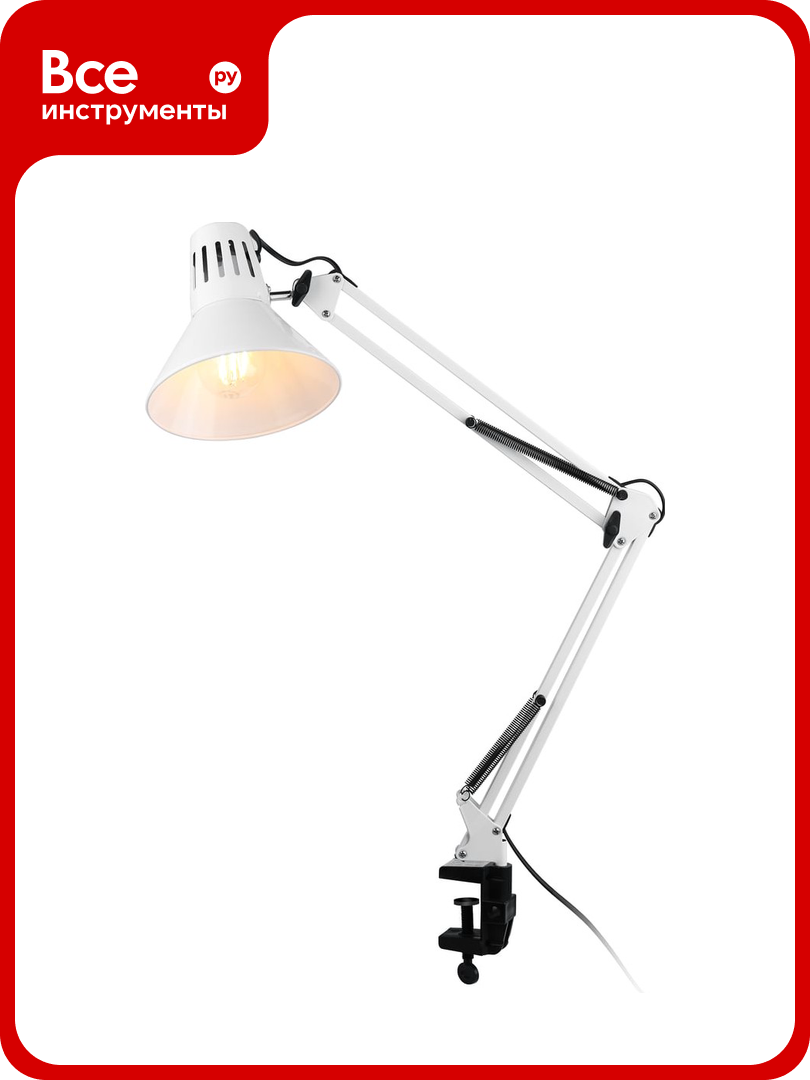 Настольный светильник ЭРА N-121-E27-40W-W, белый, металлический корпус с матовым плафоном, защита IP20, E27 цоколь