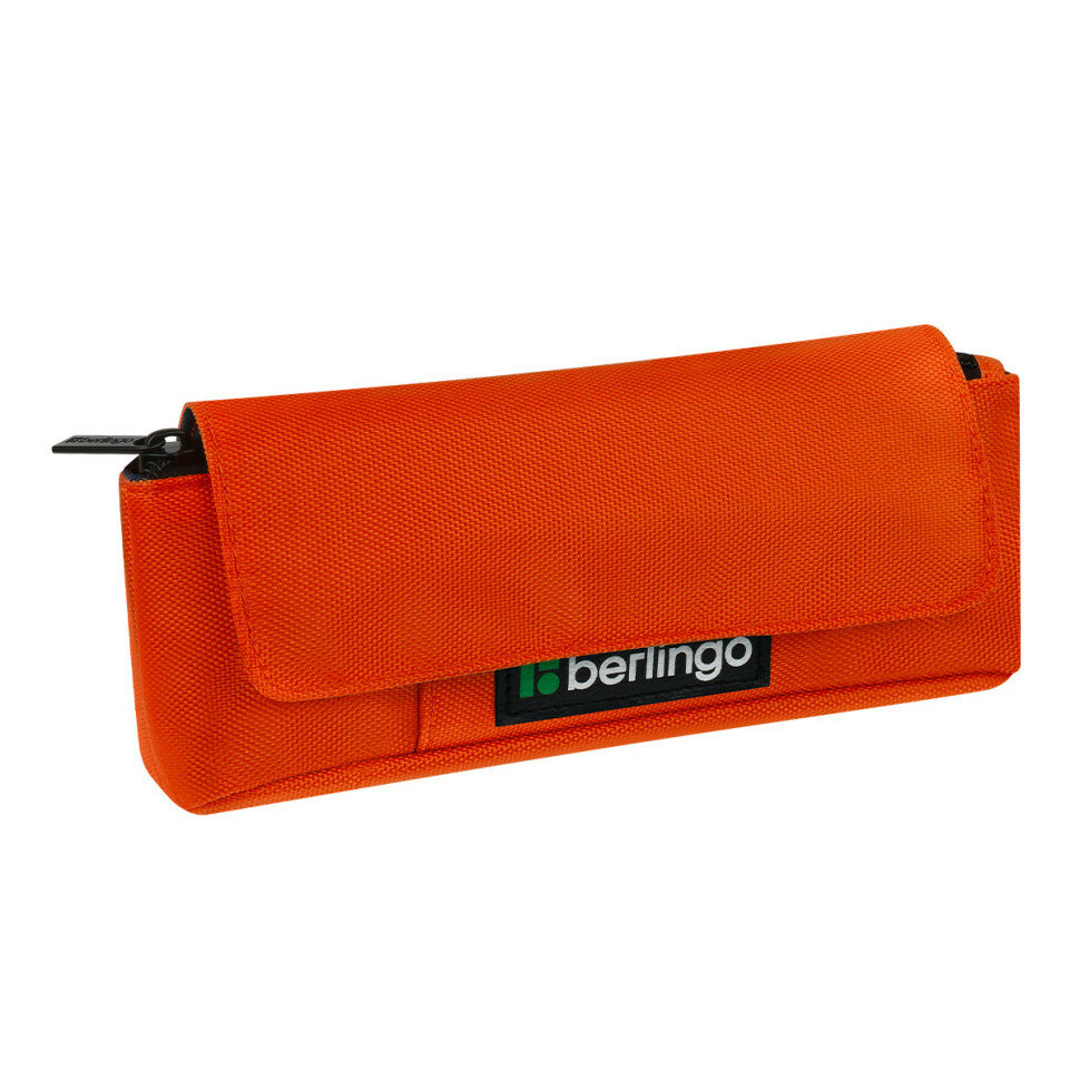 Пенал мягкий 1 отделение, 215*90*45 мм, Berlingo "Orange focus", полиэстер, внутренний органайзер, магнит, 379459