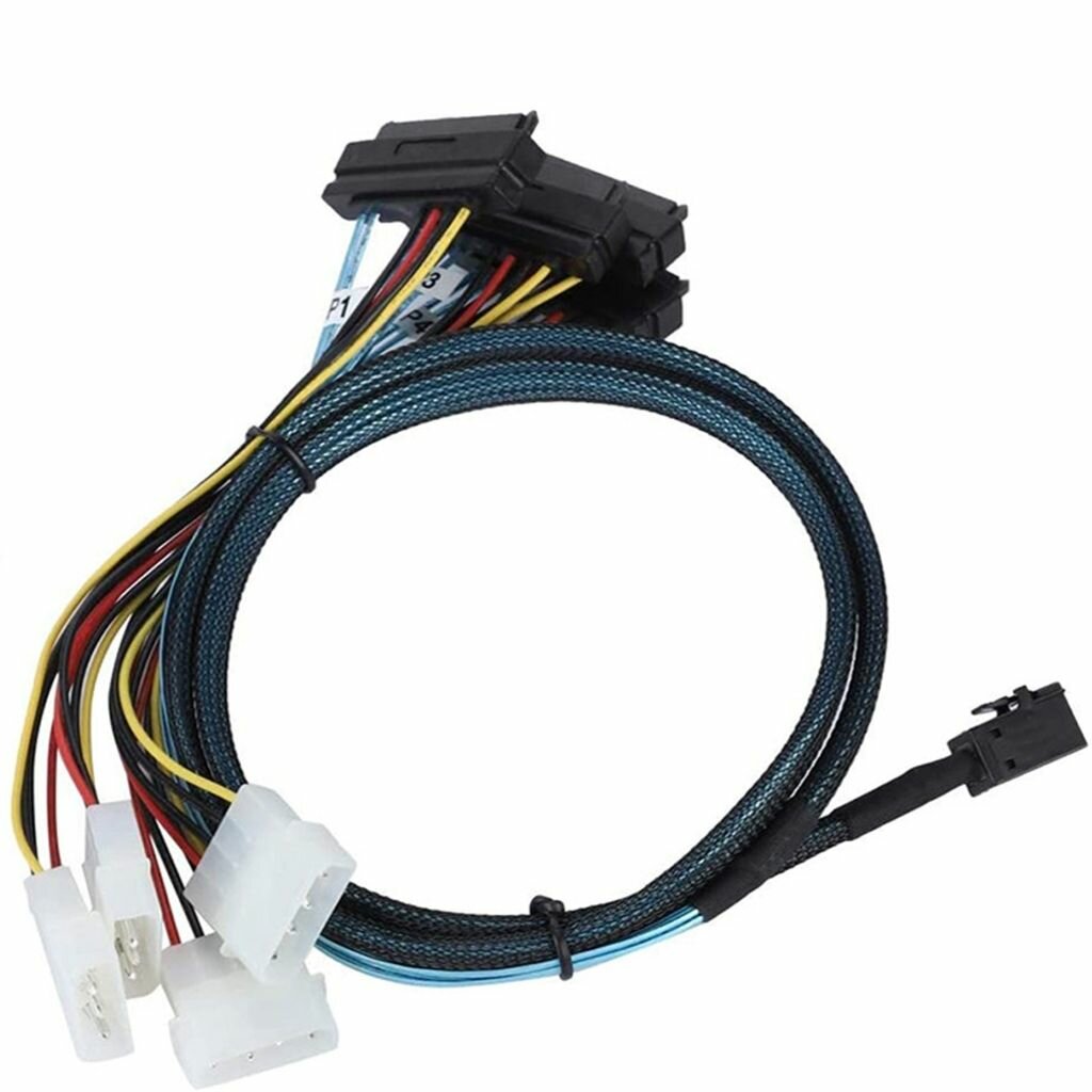Minisas SFF-8643 до 4 29PIN SFF 8482 Drive Connectors и Big 4P Power Cable 3,3 фута для компьютерных хостов