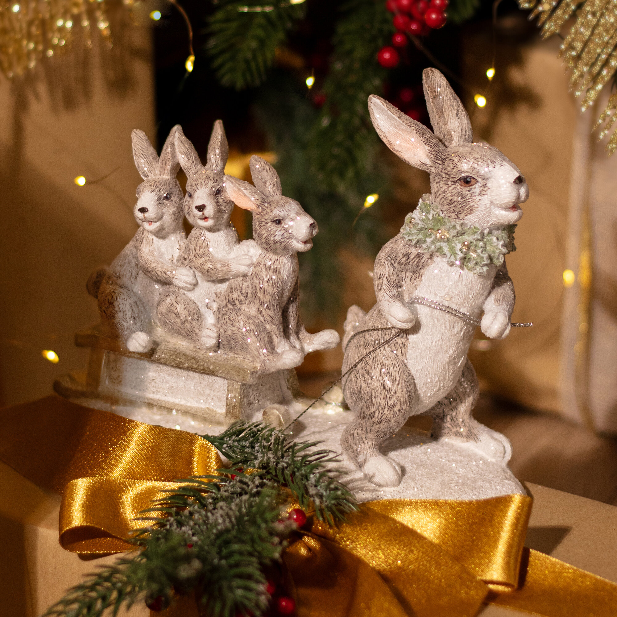 Статуэтка крольчиха с крольчатами 24х8х16,5 см KSG-162-1319