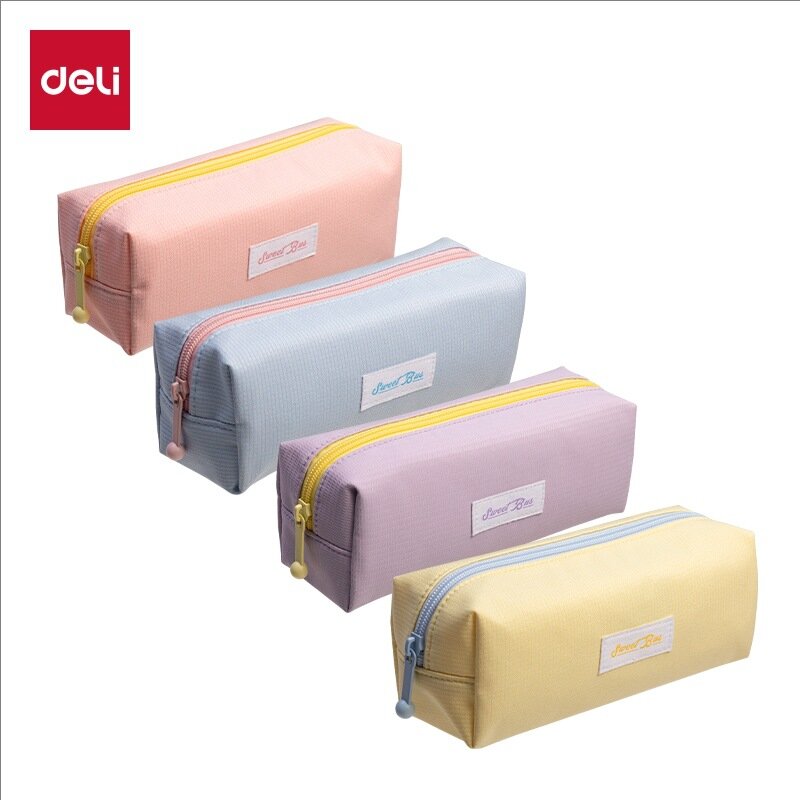 Пенал Deli Sweet Bus 66771D, универсальный, кремовый, из ткани Оксфорд