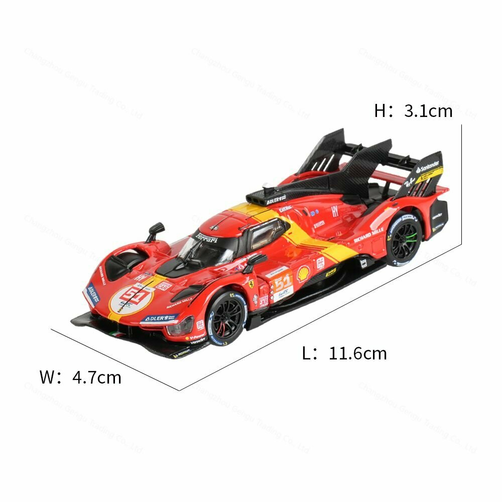Акриловая прозрачная коробка Bburago 1:43 Ferrari 499P, Литые под давлением автомобили, коллекционная модель гоночных игрушек