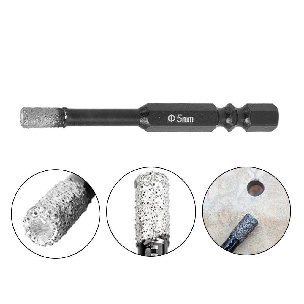 1 комплект из 10 сухих сверл с шестигранным хвостовиком диаметром 5 мм