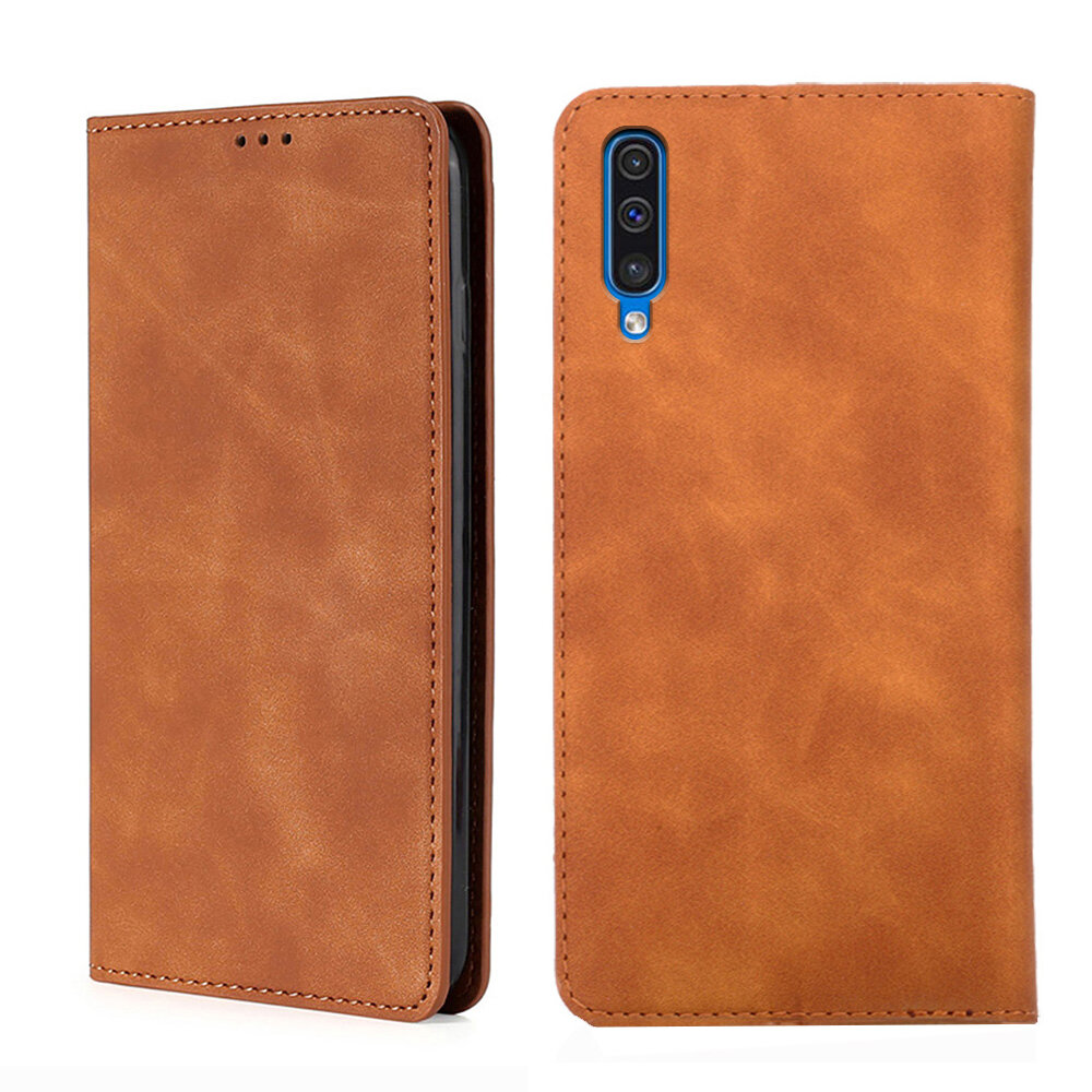 Чехол-книжка MyPads для Samsung Galaxy A50 / A30S / A50s / Самсунг А50 / А30s мягкое прикосновение (светло-коричневый)