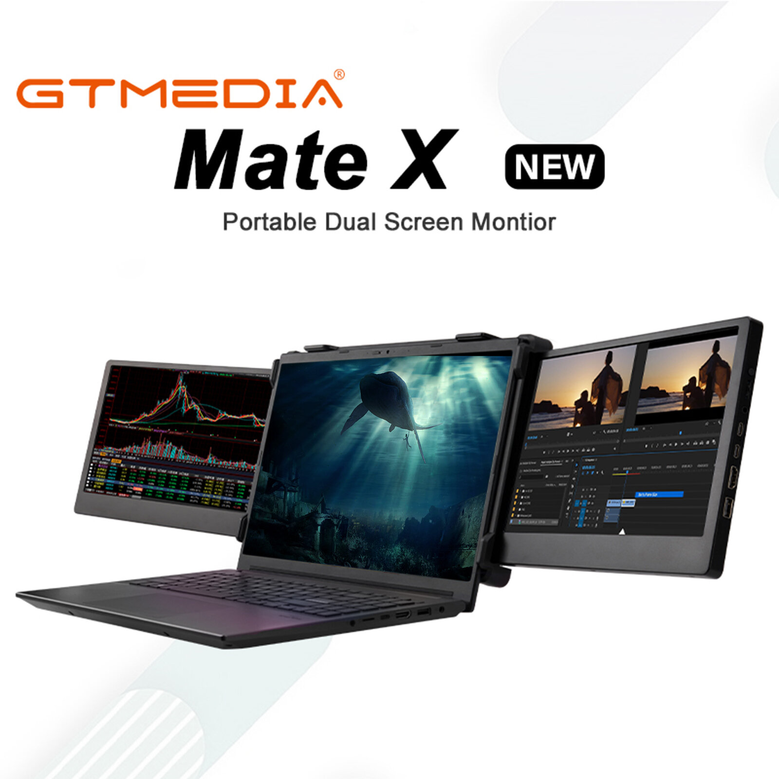 GTMEDIA Mate X 11,6-дюймовый портативный монитор с двумя экранами для ноутбука Full HD IPS 1080P Display Plug and Play