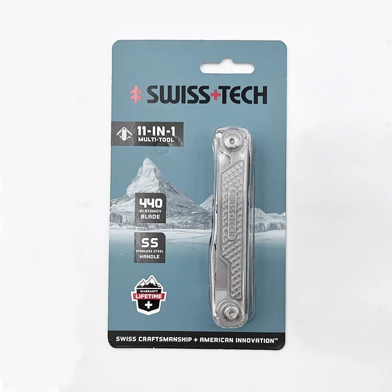 Складной многофункциональный нож SWISS TECH 11 в 1 silver