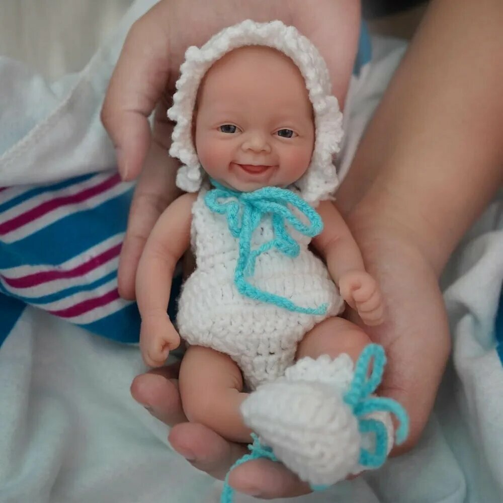 7-дюймовая кукла-реборн, полностью силиконовая, мини, как у новорожденного мальчика