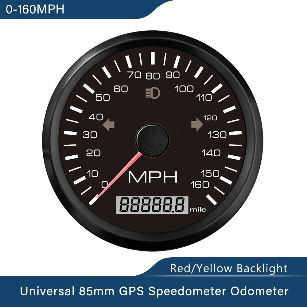 Водонепроницаемый 85 мм GPS Спидометр Одометр 0-125 км/ч 0-160 км/ч 0-200 км/ч для автомобиля 160MBN