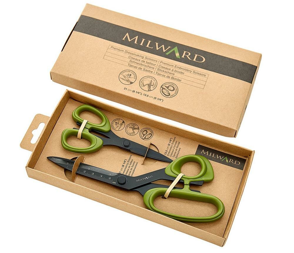 Набор ножниц для шитья и рукоделия цвет черный 21 и 13.5 см Hemline 9361042