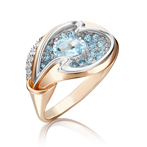 Кольцо, красное золото, 585 проба, топаз