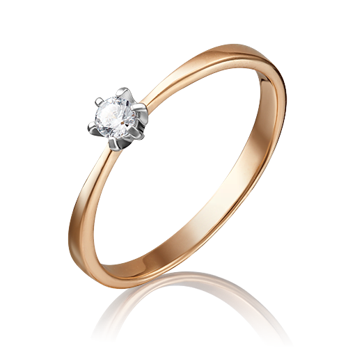 Кольцо, комбинированное золото, 585 проба, фианит