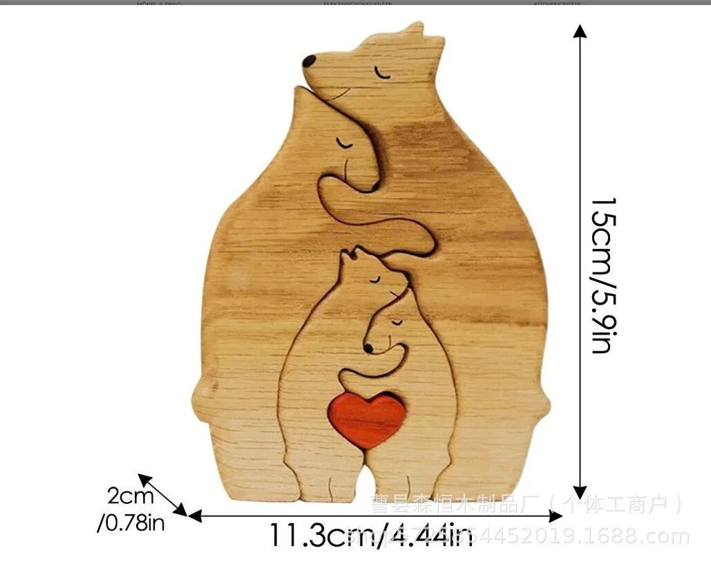 Деревянная Головоломка, Семейная Фигурка Медведя, Сделай Сам, Скульптура, Милый Домашний Декор, Настольное Украшение