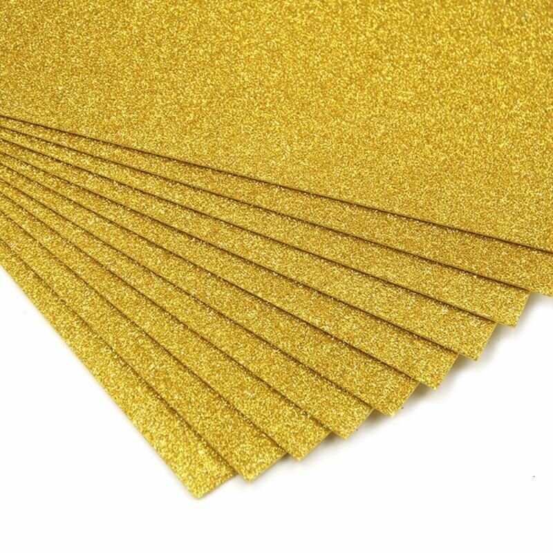 1 упаковка из 10 штук блестящей губчатой бумаги формата А4 без клея- золотистый