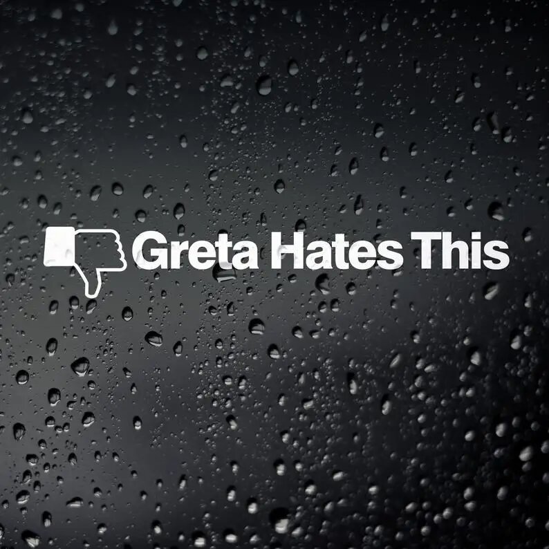Наклейка "Greta Hates This" белая, 20x3,5 см