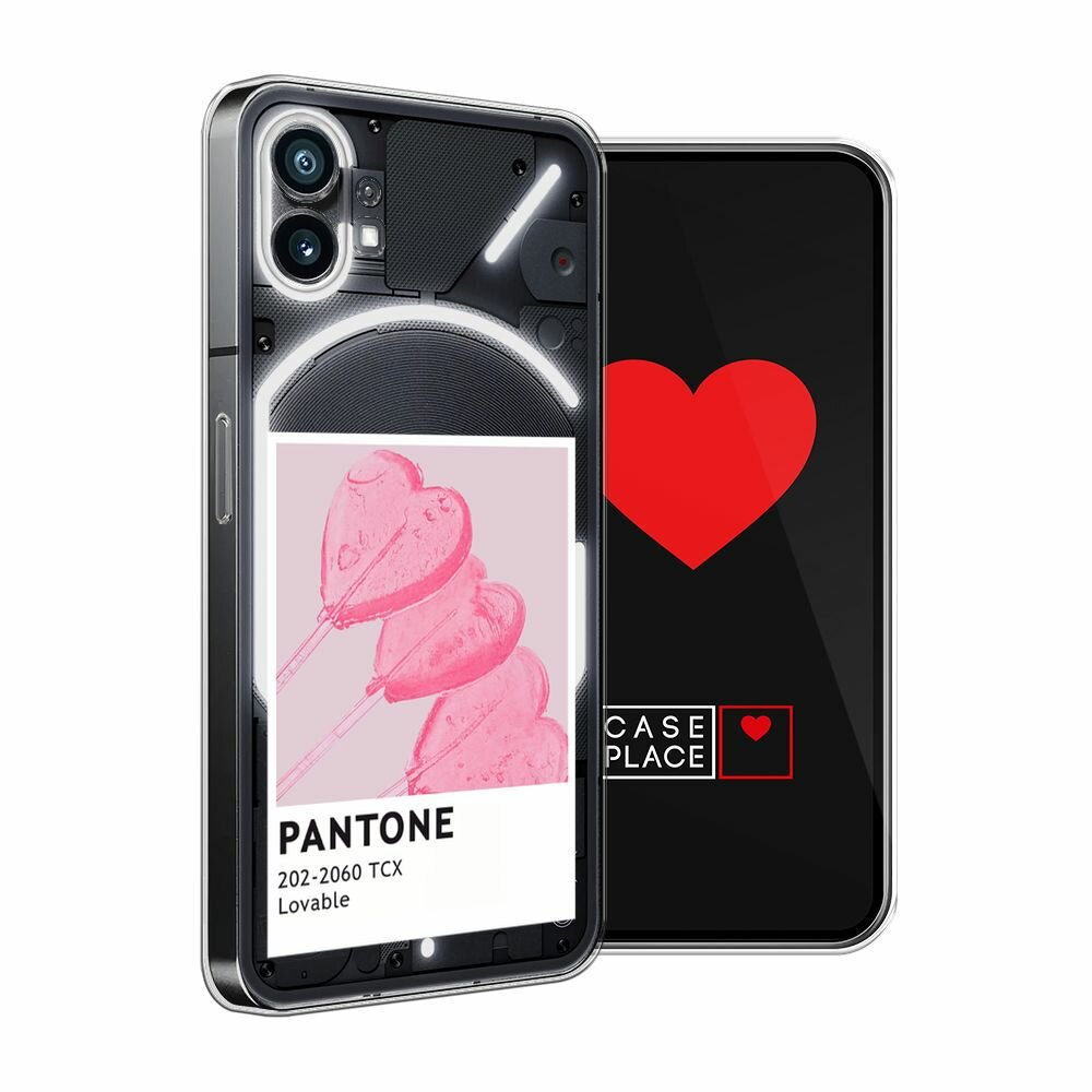 Чехол на Nothing Phone 1 / Нафинг Фон 1 с принтом "Pantone Lovable 2 - 14 февраля", прозрачный — фото 1