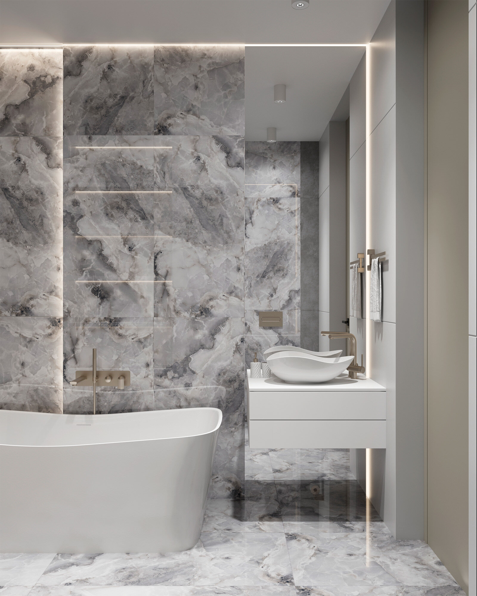 Керамогранит 1200 × 600 мм INVISIBLE ONYX GREY Поверхность: Полированная (цена за 1 плитку 0,72м2)