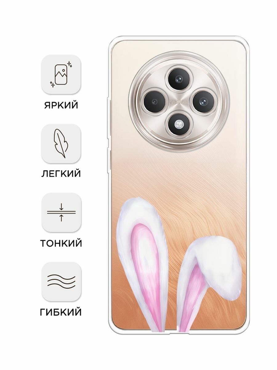 Чехол на Oppo Reno 12F / Оппо Рено 12F с принтом "Кроличьи уши 2", прозрачный — фото 1