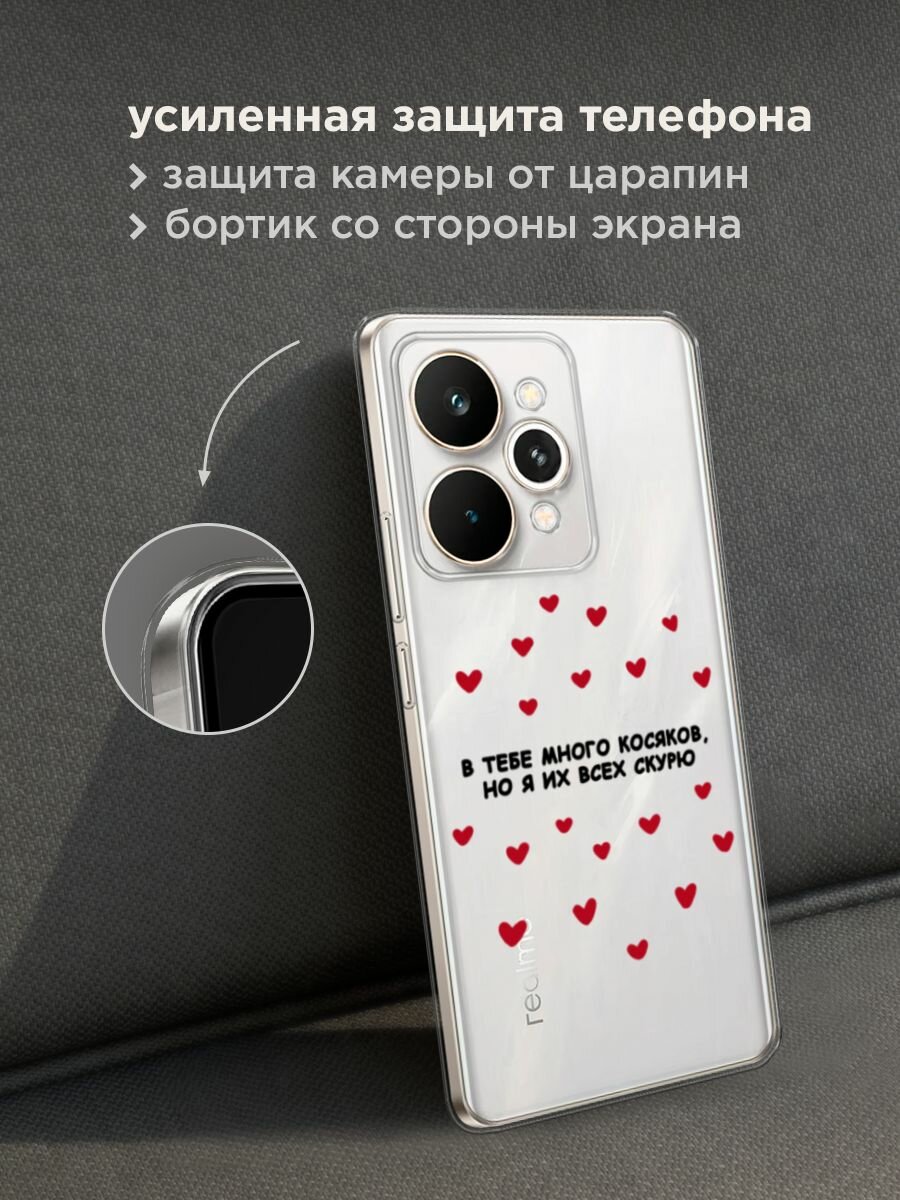 Чехол на Realme 15 Pro / Реалми 15 Про с принтом "Косяки 1 - 14 февраля", прозрачный — фото 1