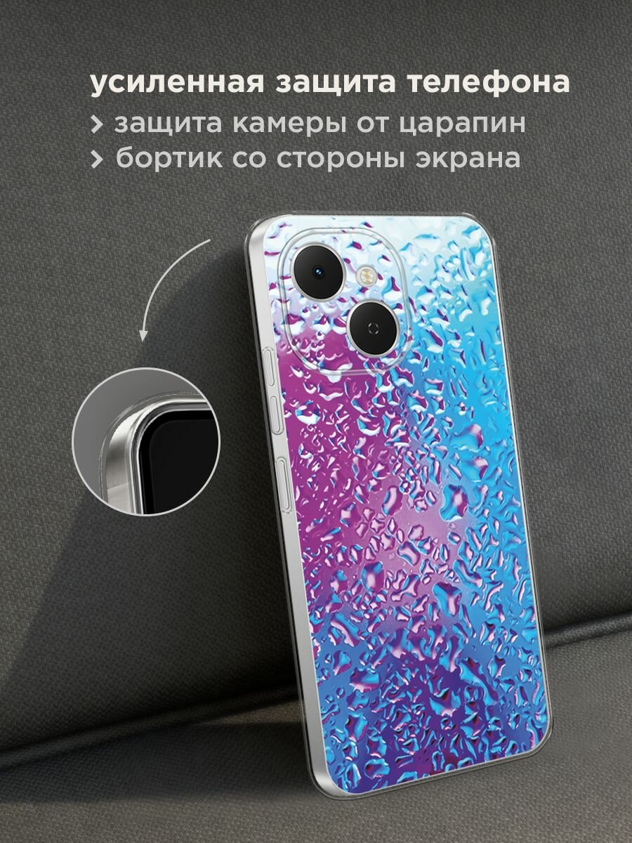 Чехол на Tecno Spark 40C / Текно Спарк 40C с принтом "Капли на стекле" — фото 1