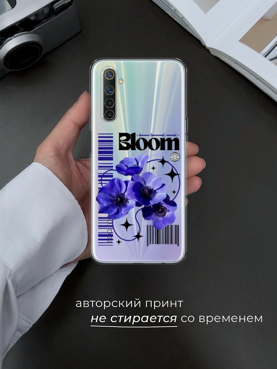 Чехол на Realme 6 / Реалми 6 с принтом "Завораживающие анемоны", прозрачный — фото 1