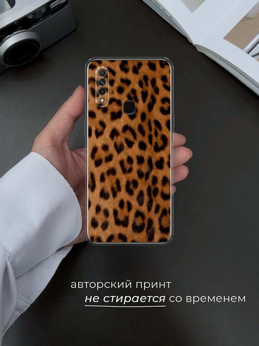 Силиконовый чехол на Oppo A31 / Оппо А31 с принтом "Мех леопарда" — фото 1