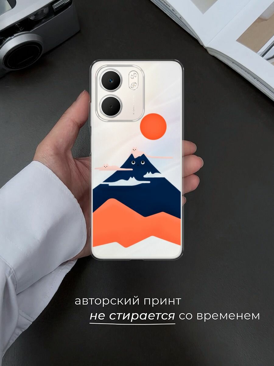 Чехол на Oppo A5x / Оппо А5x с принтом "Кот-гора", прозрачный — фото 1