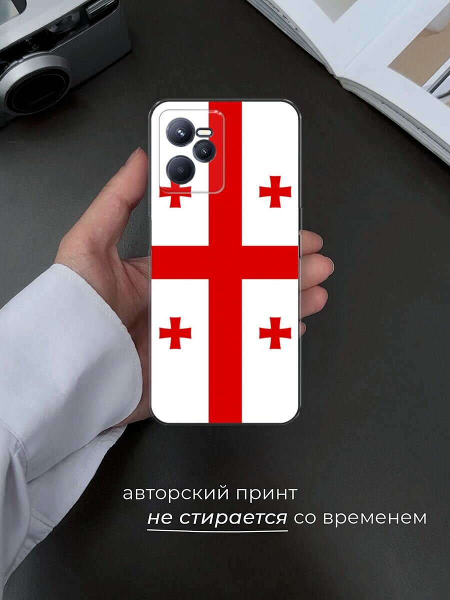 Силиконовый чехол на Realme C35 / Реалми C35 с принтом "Флаг Грузии" — фото 1