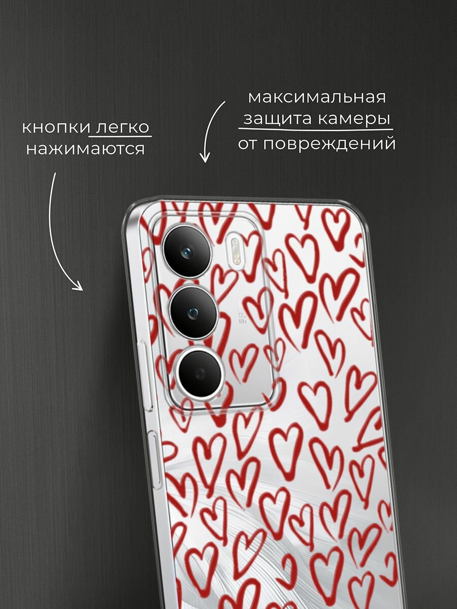 Чехол на Realme C71/P3 Lite 4G / Реалми С71/P3 Лайт 4G с принтом "Легкие бордовые сердечки" — фото 1