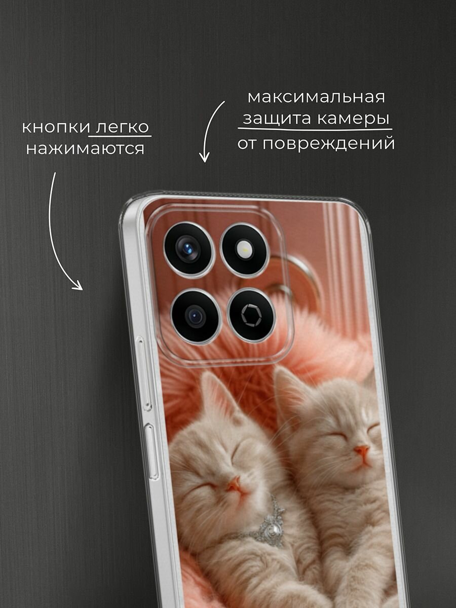 Силиконовый чехол на Honor X7c / Хонор X7c с принтом "Спящие котики" — фото 1