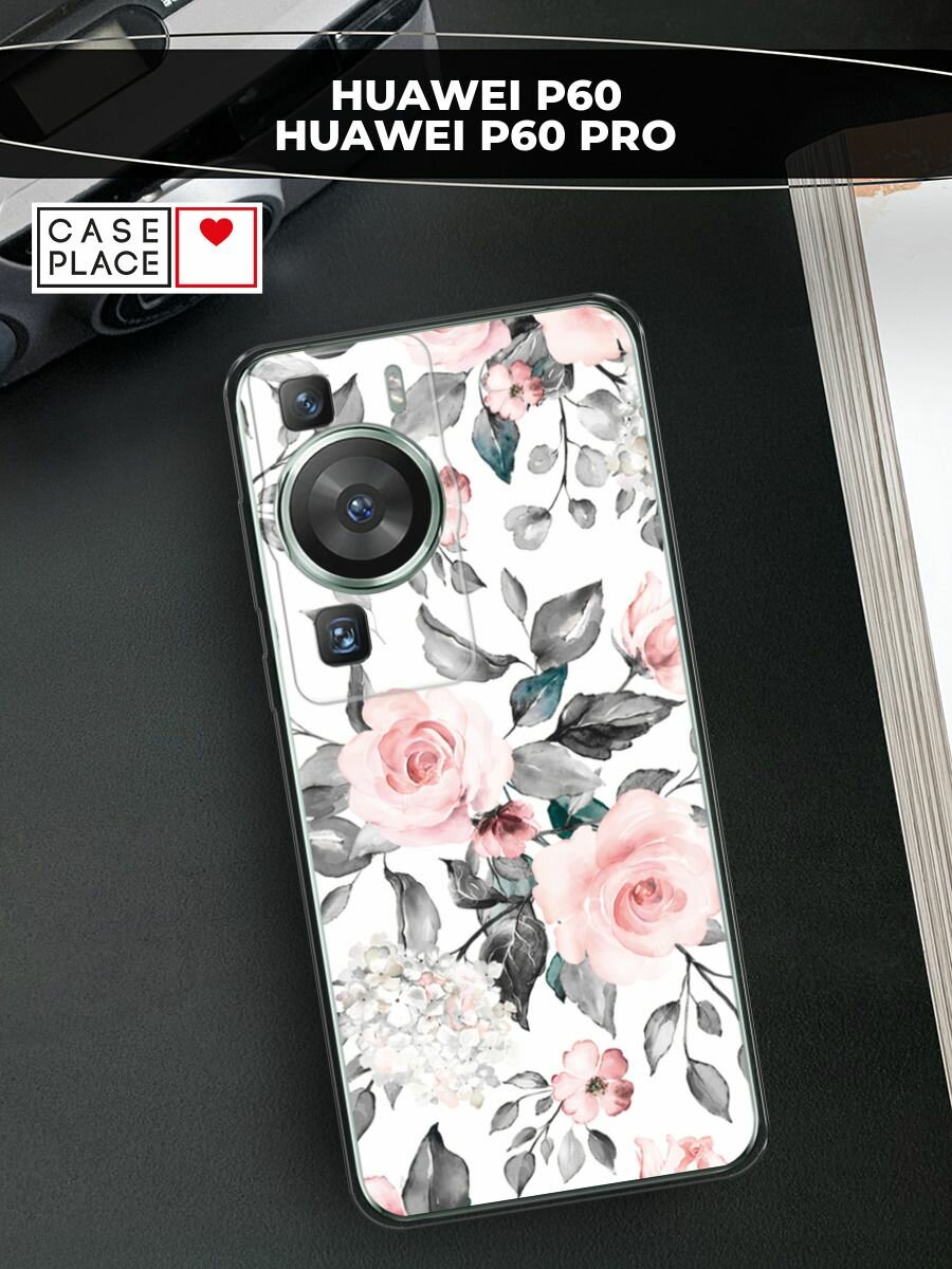 Чехол на Huawei P60/P60 Pro / Хуавей P60/P60 Про с принтом "Розы на белом"
