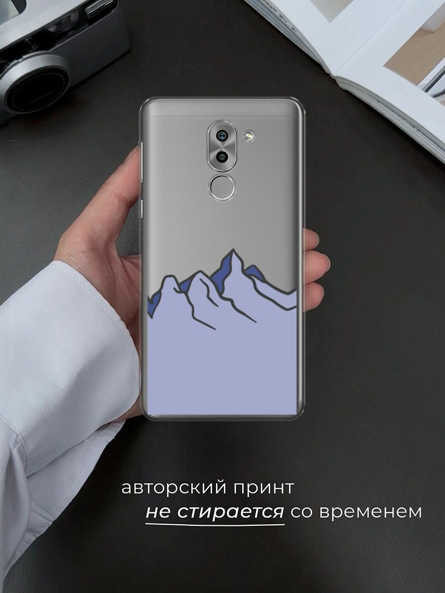 Силиконовый чехол на Honor 6X / Хонор 6Х с принтом "Гора", прозрачный — фото 1