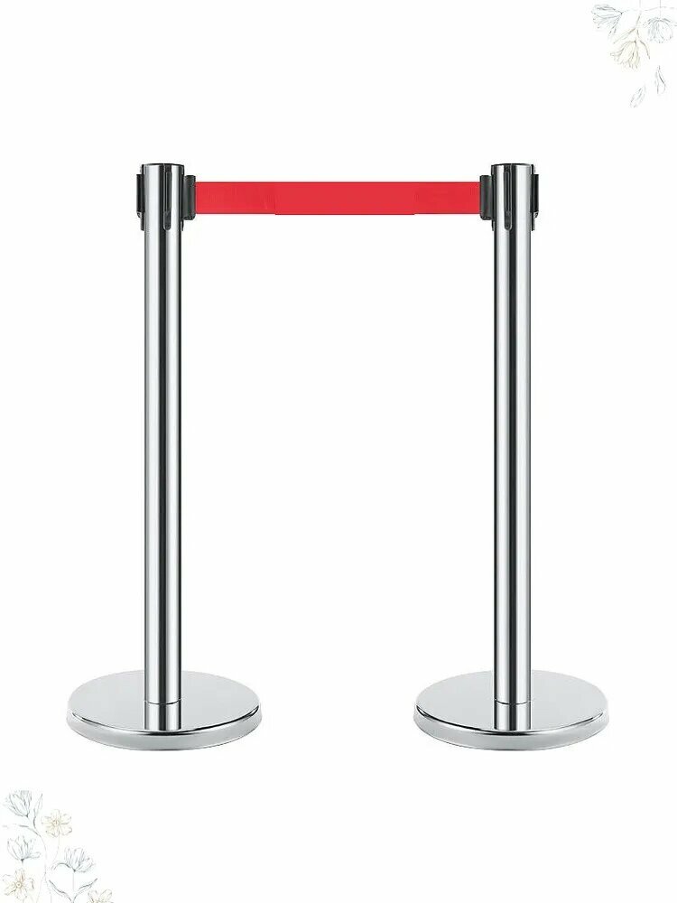 Набор Барьерных Ограждений из Нержавеющей Стали 3м (2 шт.) Серебро, лента сигнальная для порядок