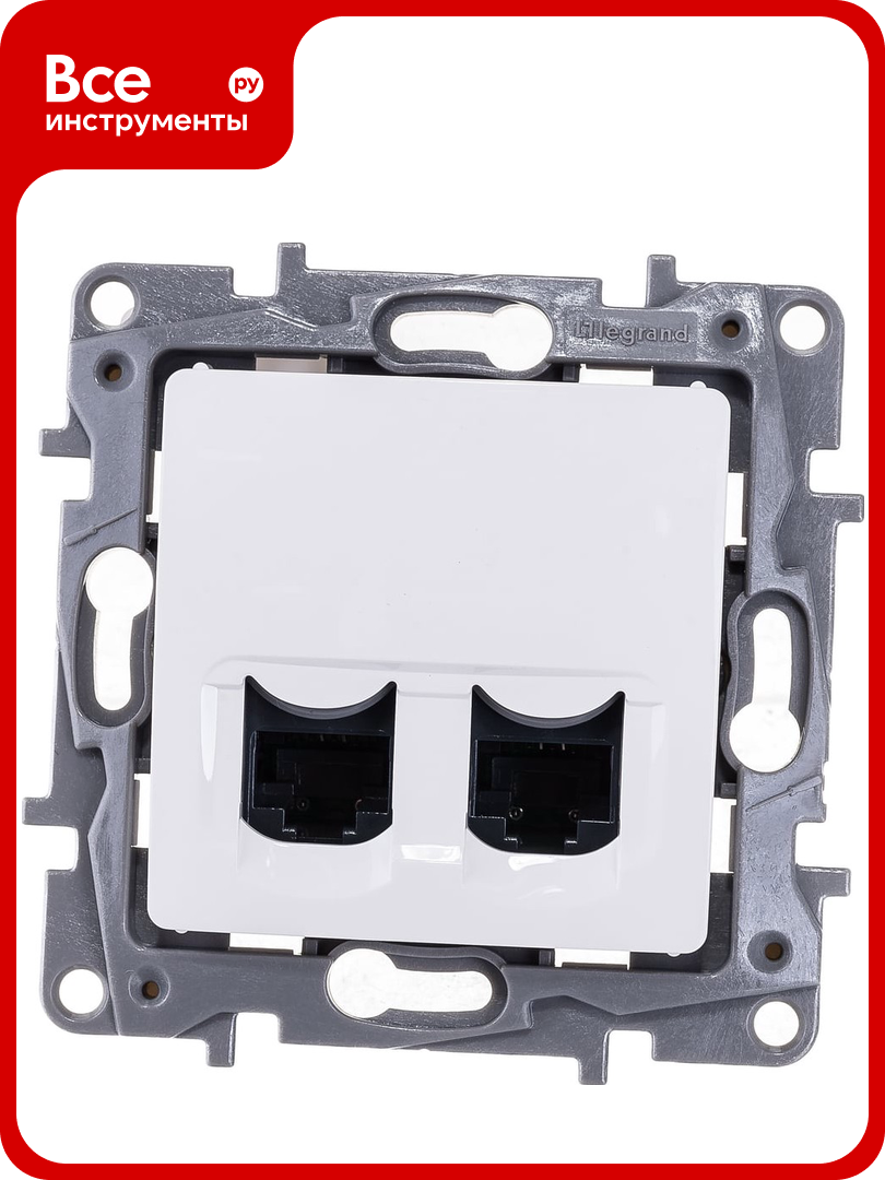 Розетка Legrand компьютерная двойная RJ45 категория 5e UTP Legrand Etika белый