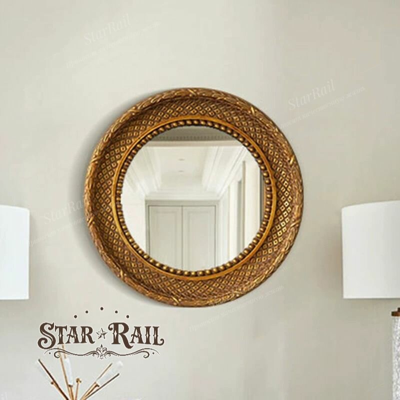 Зеркало настенное "Винтажные зеркала", 29.5 см х 29.5 см, 1 шт，Настенное зеркало, вырезанное из смолы