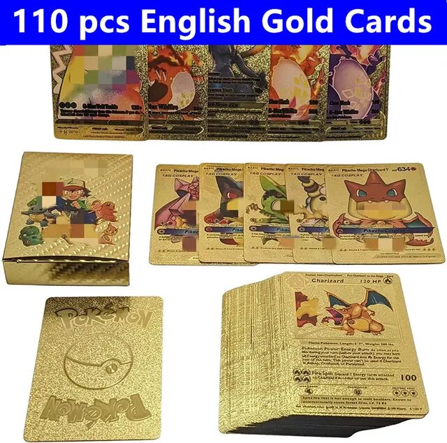 Карты Miniso 5-110, золотые, серебряные, черные, цветные, Vmax, GX, Vstar, испанские, английские, французские, немецкие, коллекционные карты, игрушки, подарки.