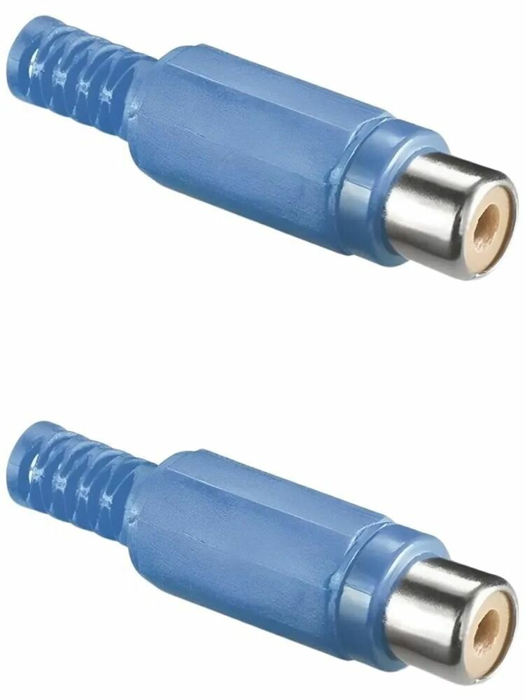 RCA гнездо под пайку пластик синий на кабель 2 штуки