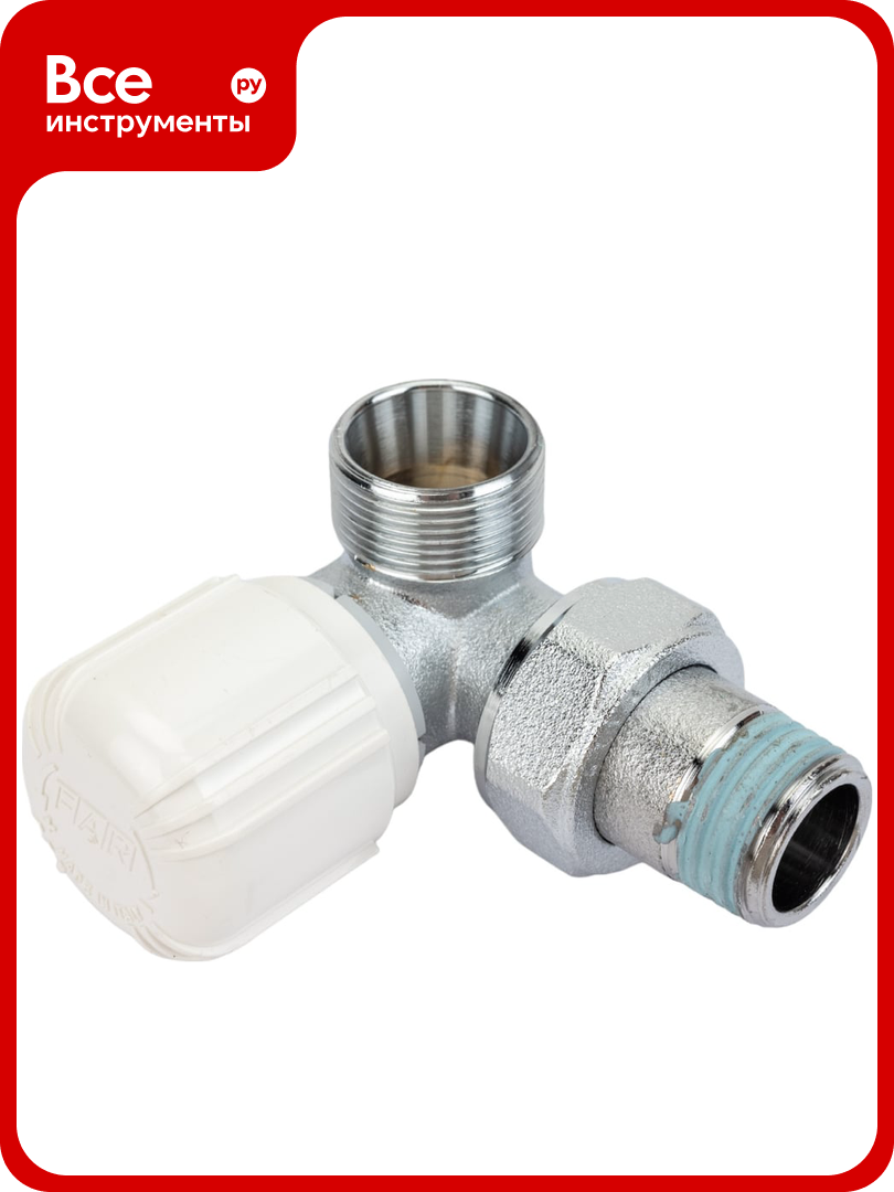 Трехосевой терморегулирующий вентиль правый FAR 1/2" М24х19 FT 1616 C12, латунный корпус, угловой тип