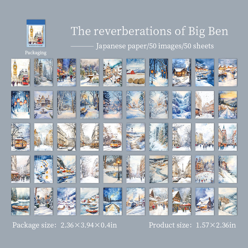 Набор наклеек, mr.paper, 50 листов/упаковка, Ретро-стиль, зимняя тематическая сцена, васи-бумага, подходит для украшения скрапбука, дневника, открыток