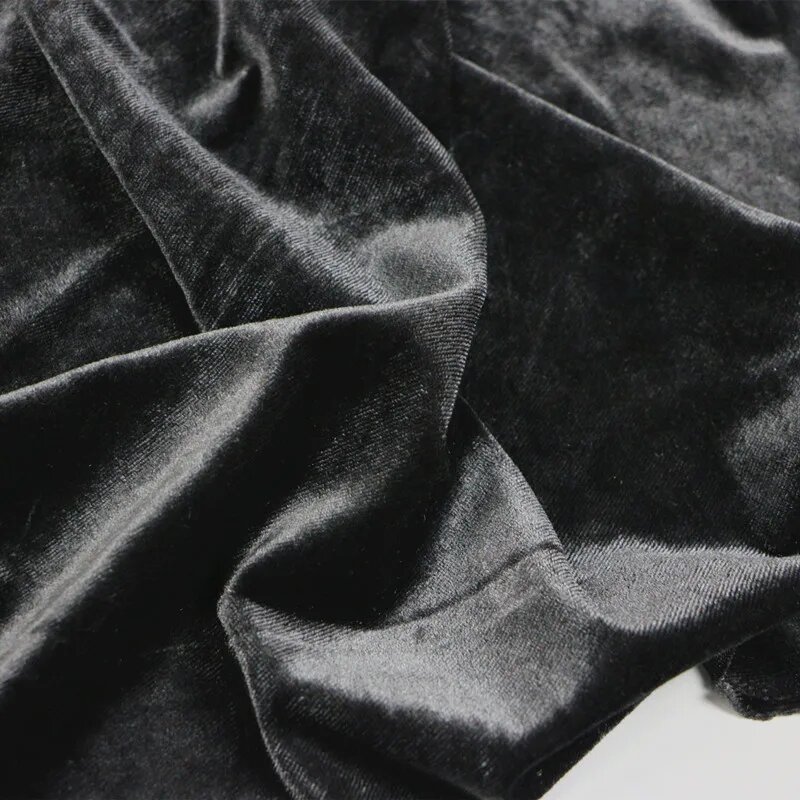 Бархатная велюровая ткань 100% полиэстер Черный, dark gray