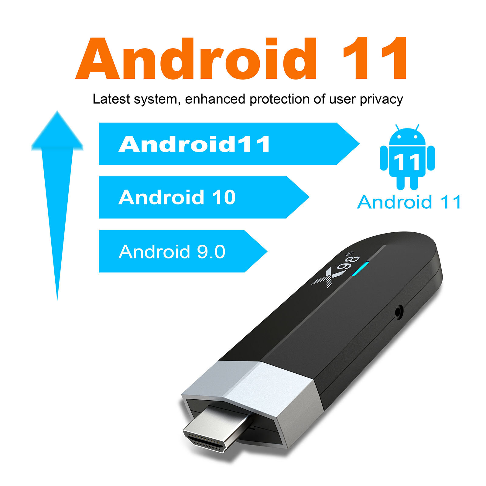 Smart TV Stick X98 S500, Android 11.0, Amlogic S905Y4, 4K, 2ГБ/16ГБ, Wi-Fi, HDR10, H.265/VP9