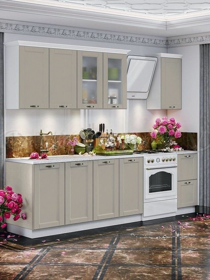 Кухонный гарнитур Милано МДФ 2м шарли мокко/белый со столешницей компоновка №1 МИФ