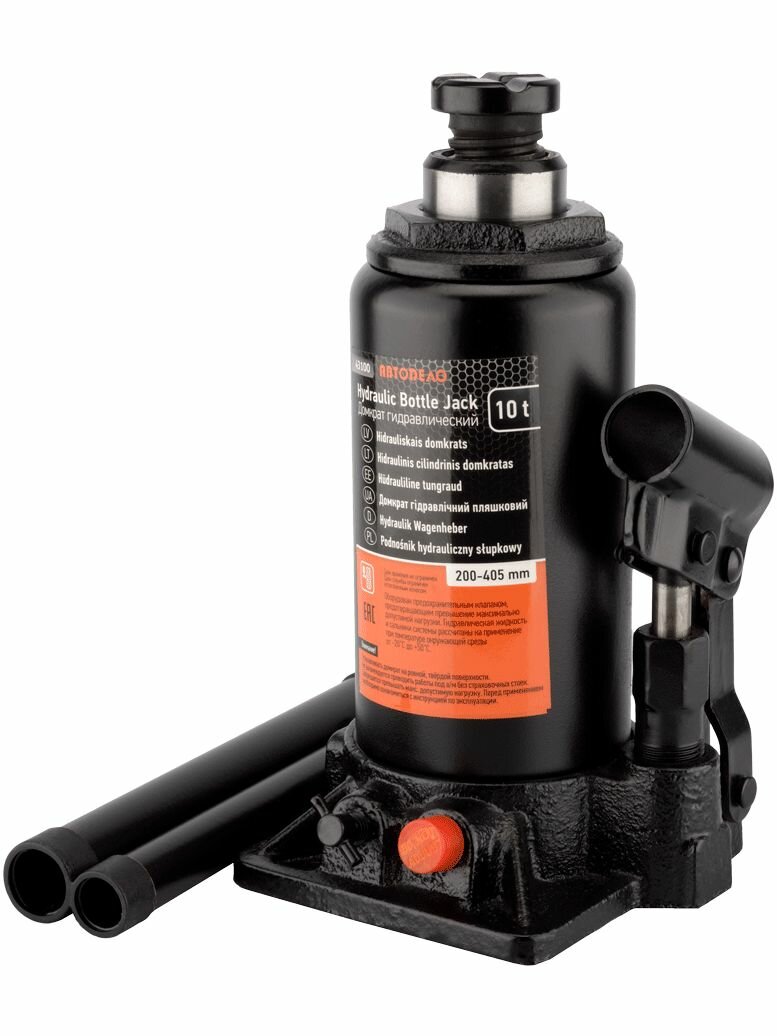 Домкрат гидравлический 10 тонн, высота 200-405 мм, АвтоDело (43100)
