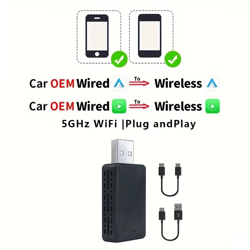 Беспроводной Carplay Android Auto Bluetooth Smart Адаптер 2in1 Dongle Mini Box Для Audi Benz Type-A