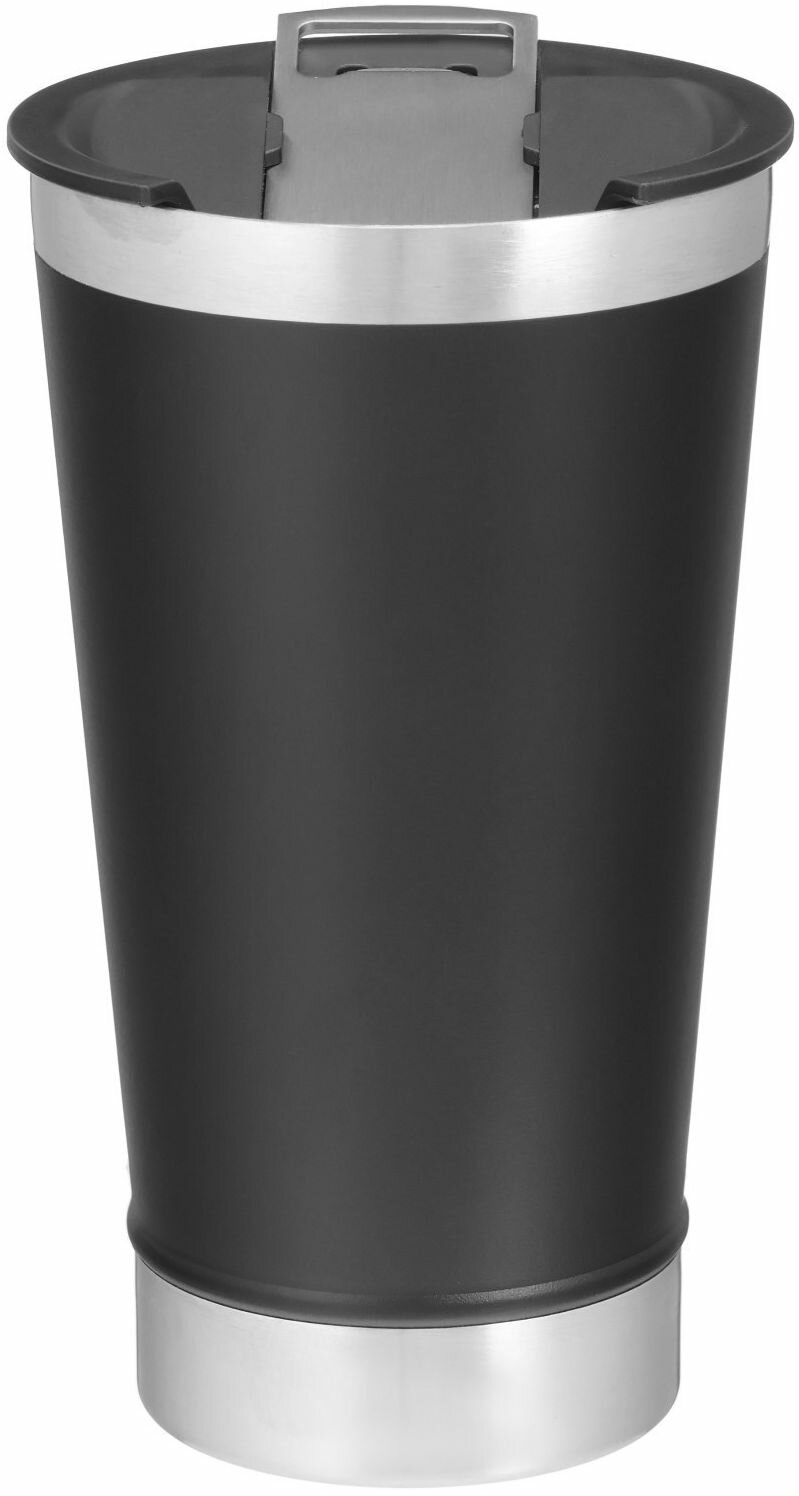 Термокружка вакуумная "Beer" c открывашкой и крышкой, объем 600 мл, двойные стенки, нержавеющая сталь, чёрная