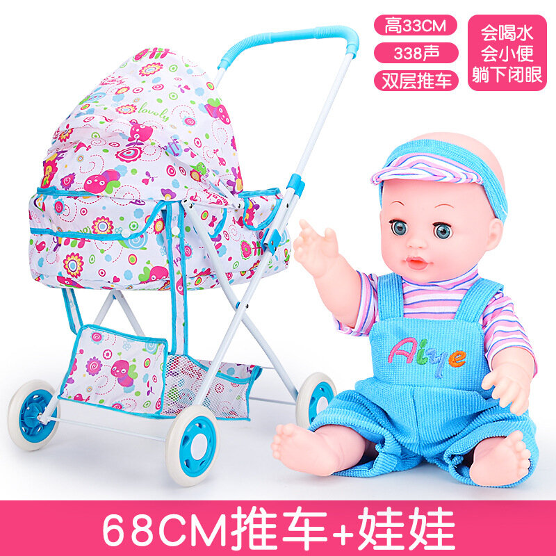 Большая игрушечная коляска, детская утолщенная коляска с кукольным игровым домиком, игрушечная девочка, детский сад