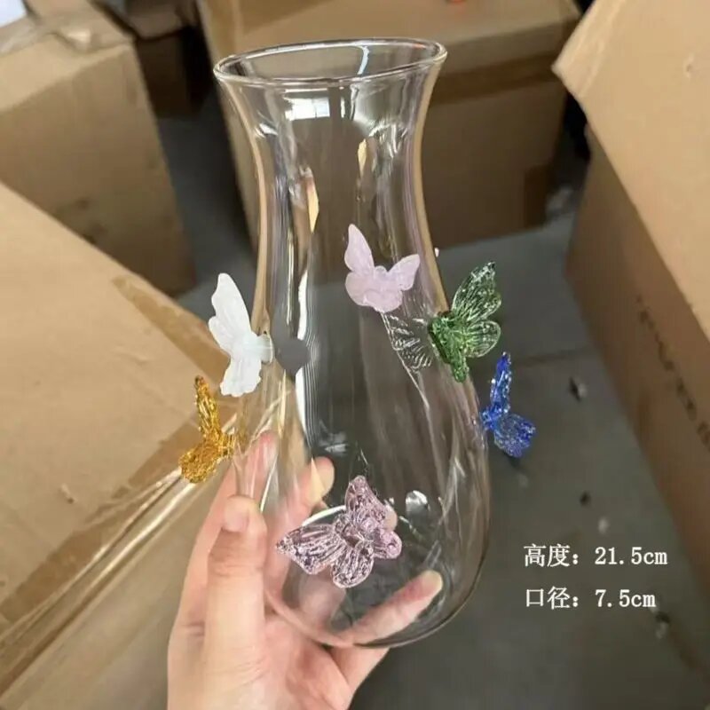 3D ваза-бабочка, банка ручной работы, домашний декор, бутылка, ваза-бабочка, боросиликатное стекло для подарка, вечеринки, гостиной, настольная столешница, Butterfly RandomB