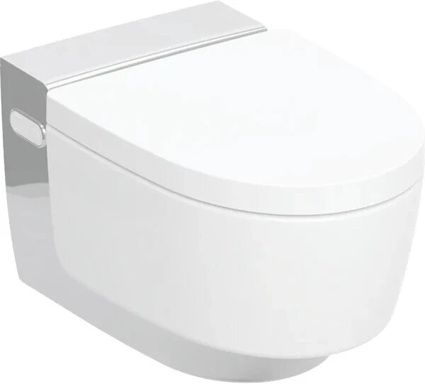 Электронный унитаз-биде подвесной Geberit AquaClean Mera Comfort 146.210.21.1 безободковый, торнадо, с сиденьем микролифт, хром/белый